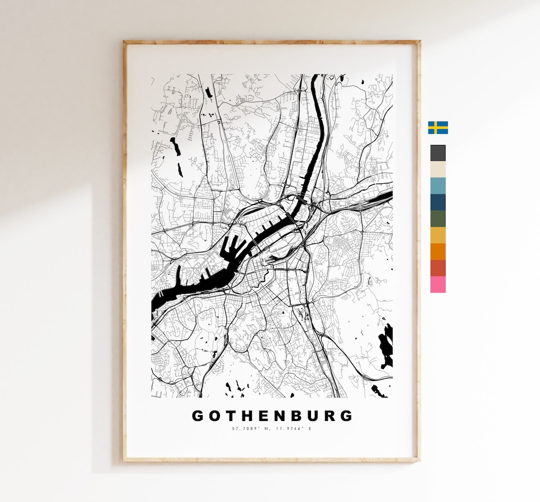 Gothenburg Map Print - City Map Poster - Map Wall Art - Sweden City ...