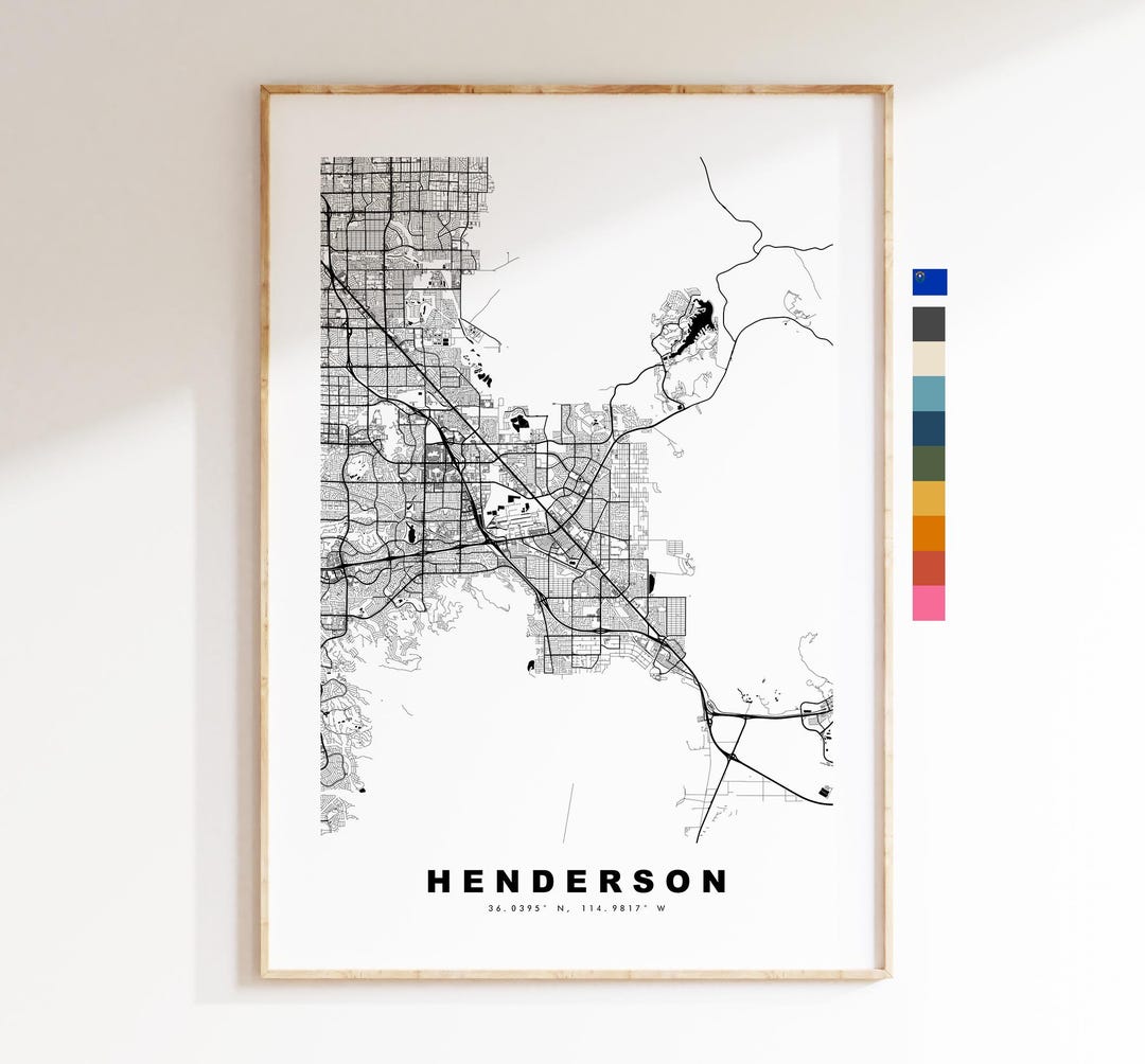 Henderson Map Print - City Map Poster - Map Art - USA City Maps ...