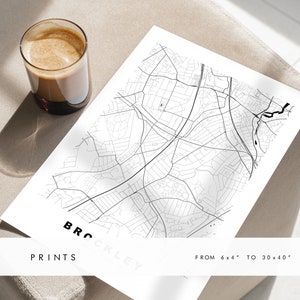 Brockley Map Print - Minimalist City Map Poster - Map Art - London, UK ...