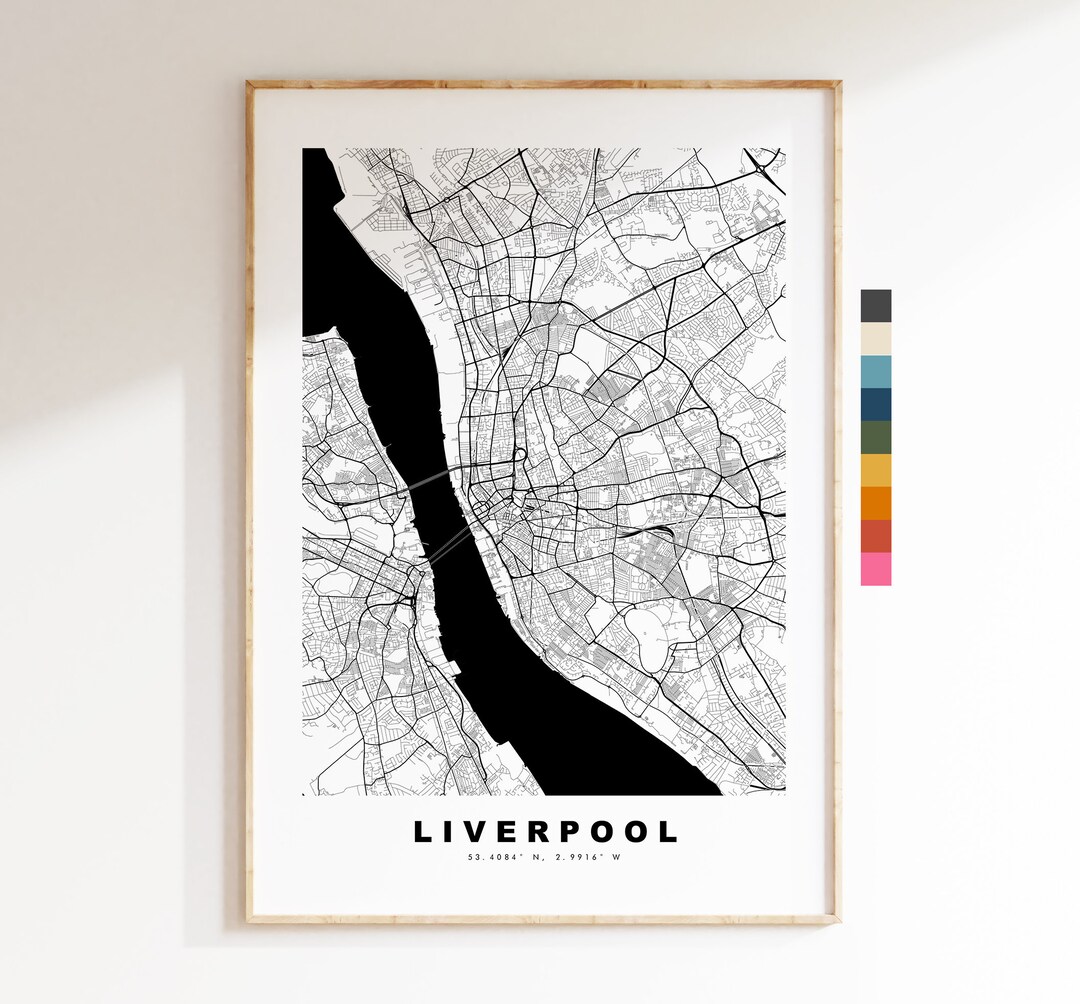 Liverpool Map Print - Minimalist City Map Poster - Map Art - UK ...