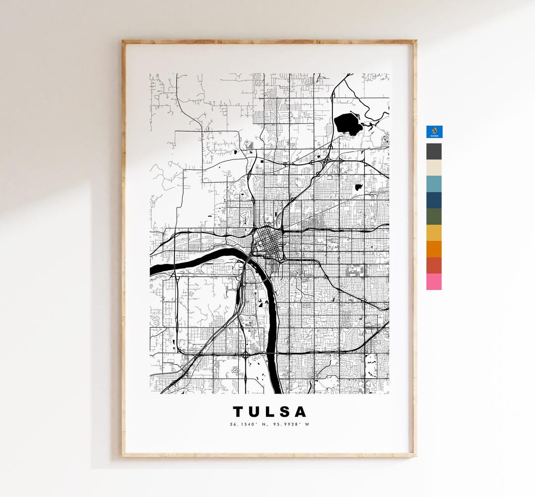 Tulsa Map Print - City Map Poster - Map Art - USA City Maps - Tulsa ...