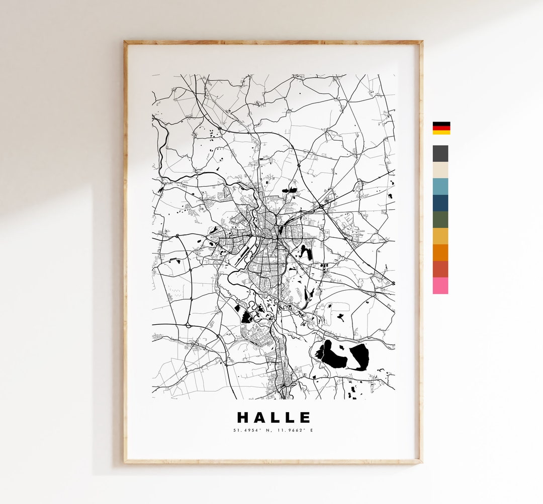 Halle Map Print - City Map Poster - Map Wall Art - Germany City Maps ...