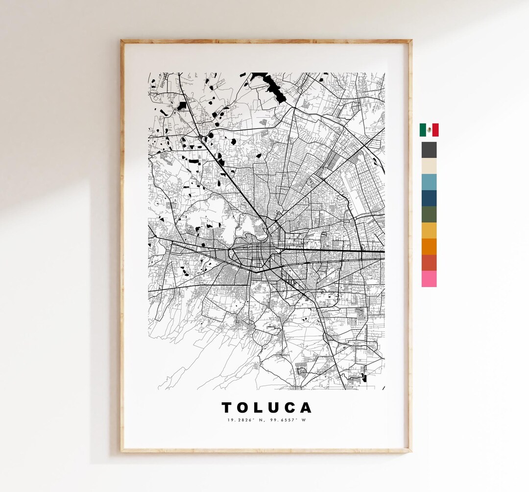 Toluca Map Print - City Map Poster - Map Art - Map Wall Art - Mexico ...