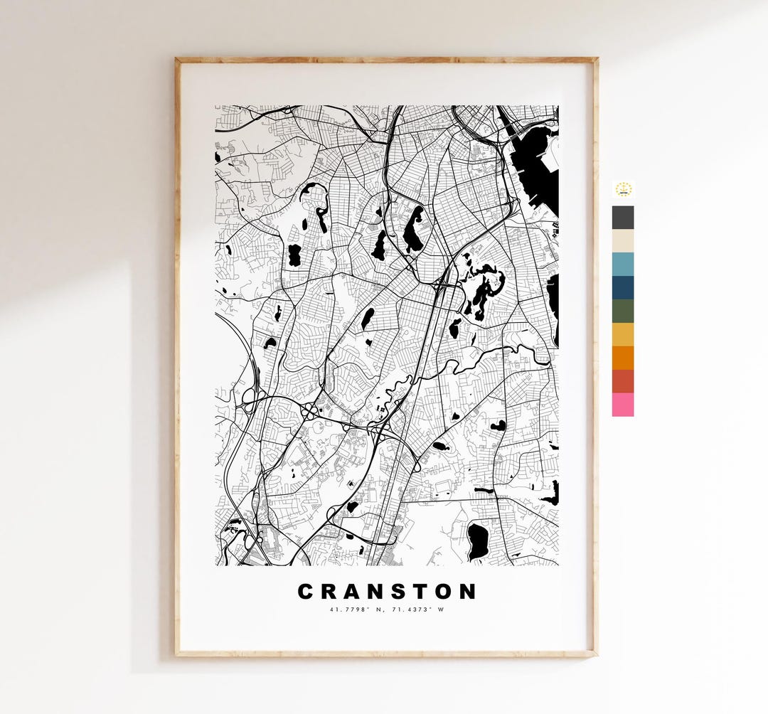 Cranston Map Print - City Map Poster - Map Art - USA City Maps ...