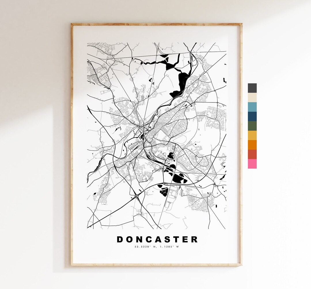 Doncaster Map Print - Minimalist City Map Poster - Map Wall Art - UK ...