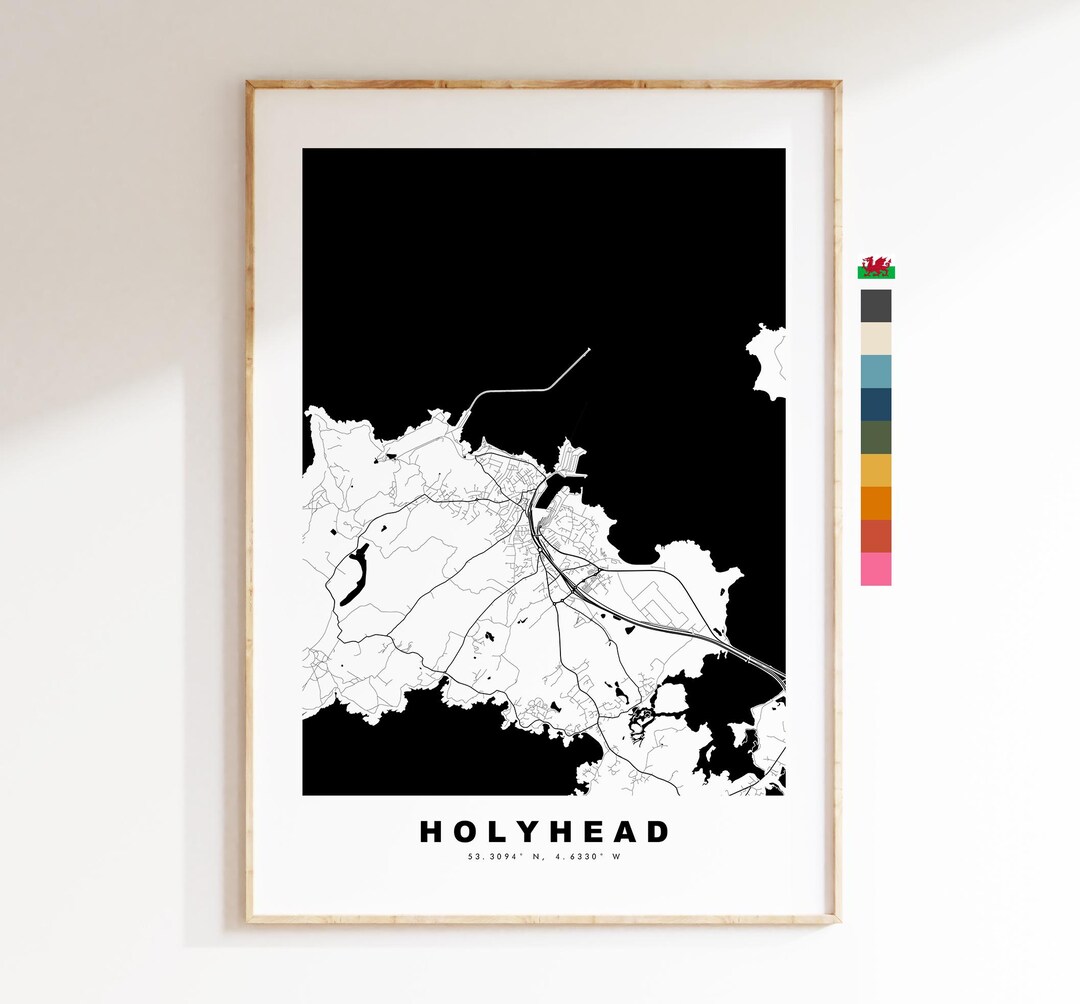 Holyhead Map Print - Minimalist City Map Poster - Map Art - Wales ...