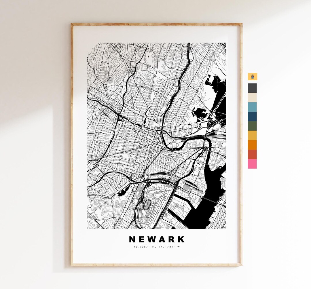 Newark Map Print - City Map Poster - Map Art - USA City Maps - Newark ...