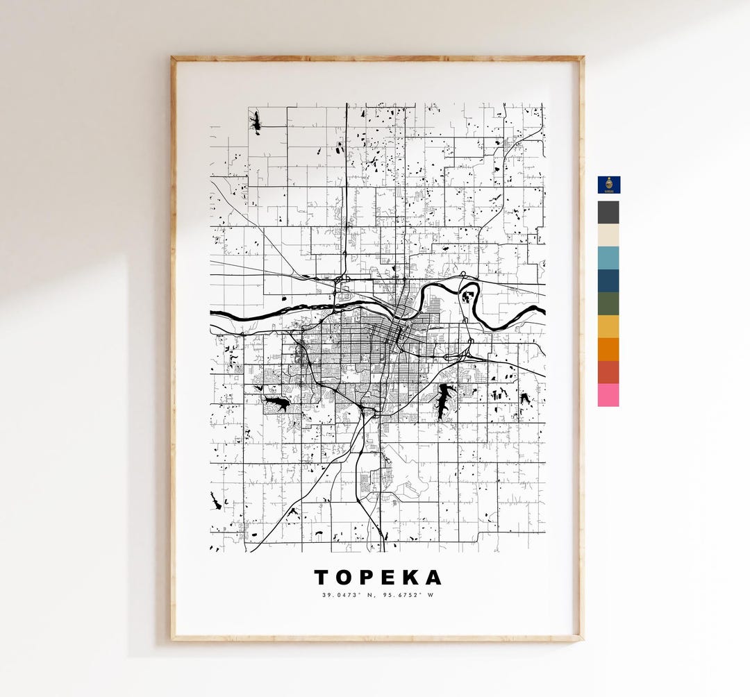 Topeka Map Print - City Map Poster - Map Art - USA City Maps - Topeka ...