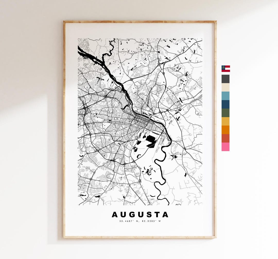 Augusta Map Print - City Map Poster - Map Art - USA City Maps - Augusta ...
