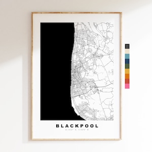 Blackpool Map Print - Minimalist City Map Poster - Map Wall Art - UK ...