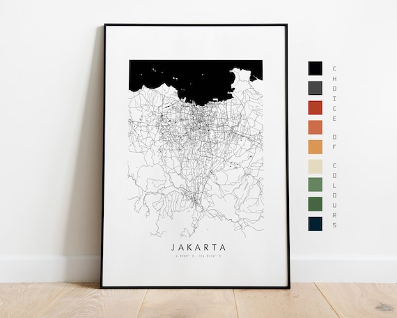 Jakarta Map Print City Map Poster Map Art Map Wall Art - Etsy