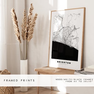 Brighton Map Print - Minimalist City Map Poster - Map Art - UK ...