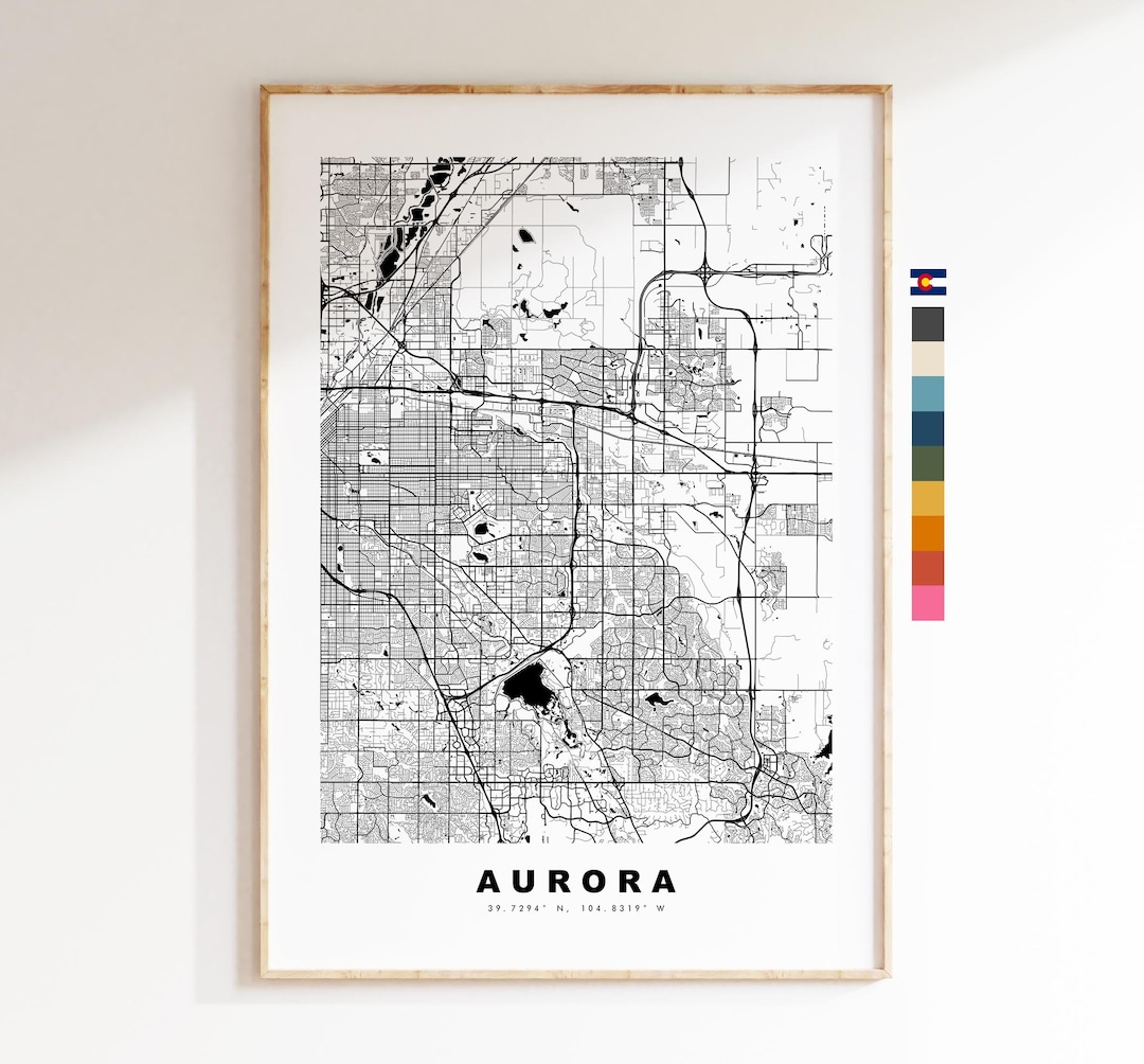 Aurora Map Print - City Map Poster - Map Art - USA City Maps - Aurora ...