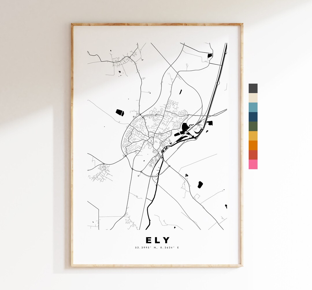 Ely Map Print - Minimalist City Map Poster - Map Wall Art - UK - Ely ...