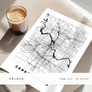 Cedar Rapids Map Print - City Map Poster - Map Art - USA City Maps ...
