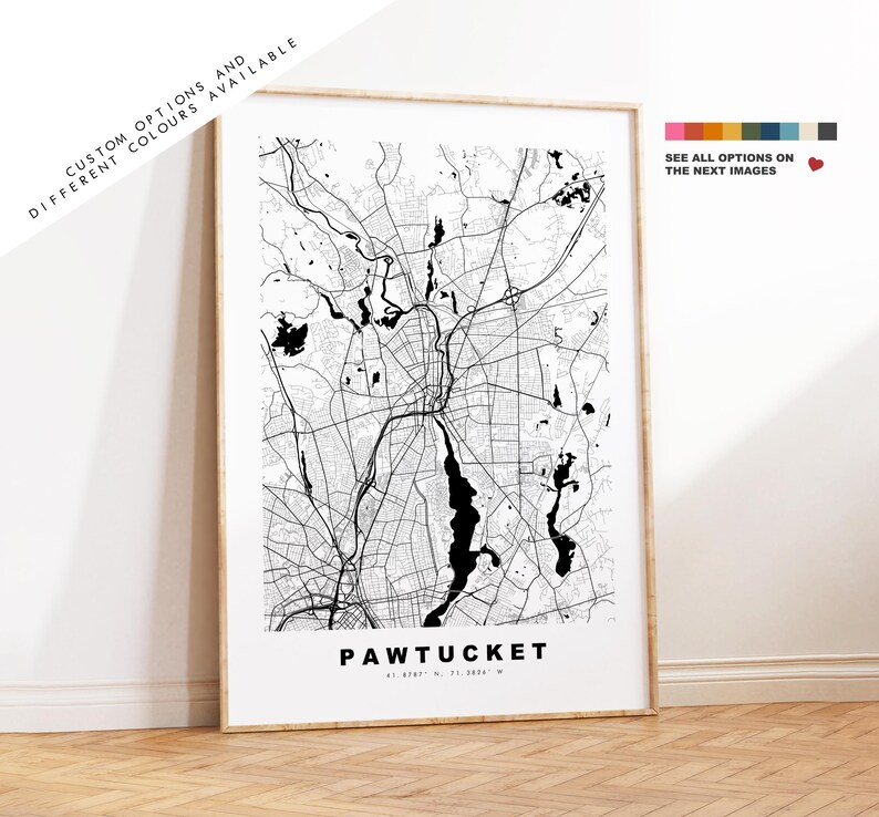 Pawtucket Map Print - City Map Poster - Map Art - USA City Maps ...