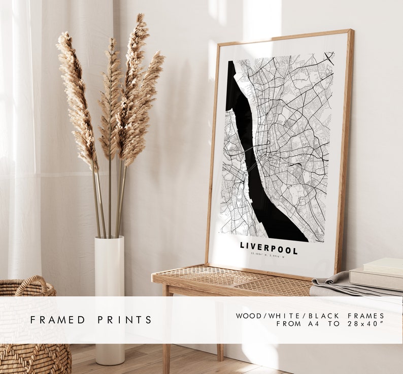 Liverpool Map Print - Minimalist City Map Poster - Map Art - UK ...