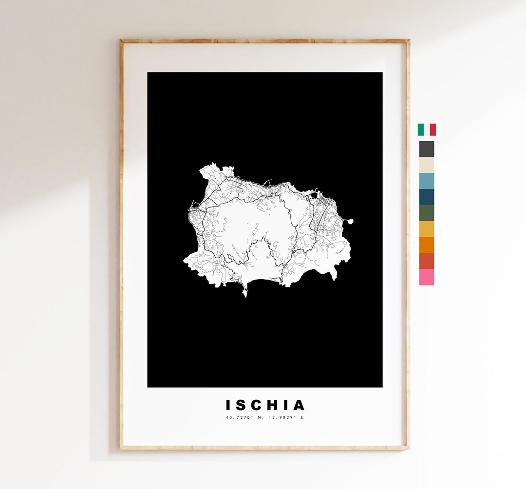 Ischia Map Print - Island Map Poster - Map Art - Map Wall Art - Italy ...