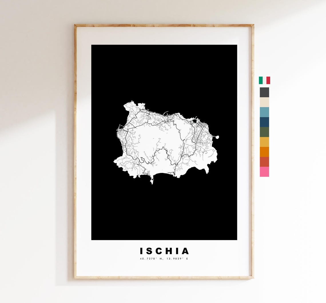 Ischia Map Print - Island Map Poster - Map Art - Map Wall Art - Italy ...