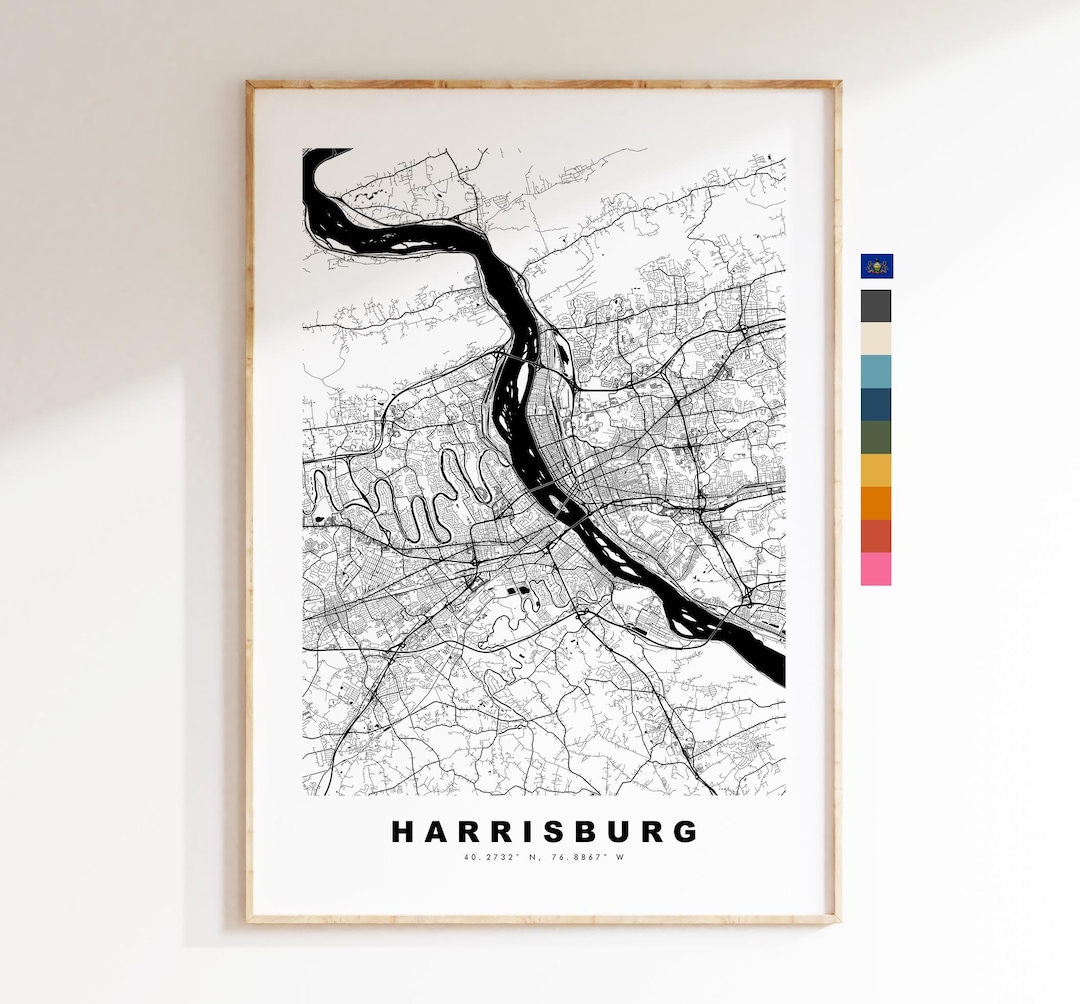 Harrisburg Map Print - City Map Poster - Map Art - USA City Maps ...