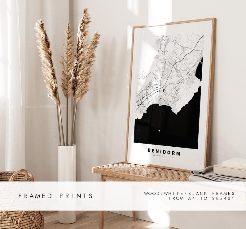 Benidorm Map Print - City Map Poster - Map Art - Map Wall Art - Spain ...