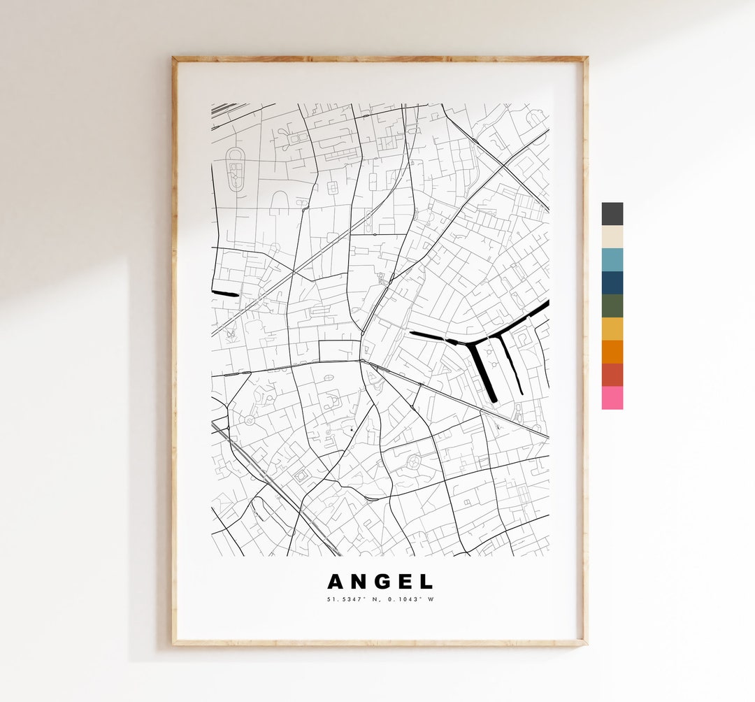 Angel Map Print - Minimalist City Map Poster - Map Art - London, UK ...