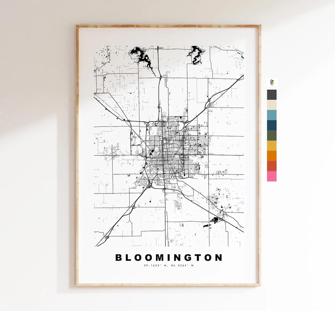 Bloomington Map Print (illinois) - City Map Poster - Map Art - USA City ...