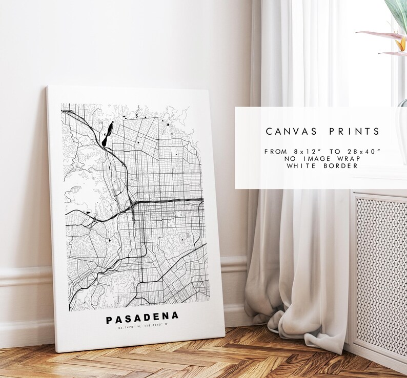 Pasadena Map Print - City Map Poster - Map Art - USA City Maps ...