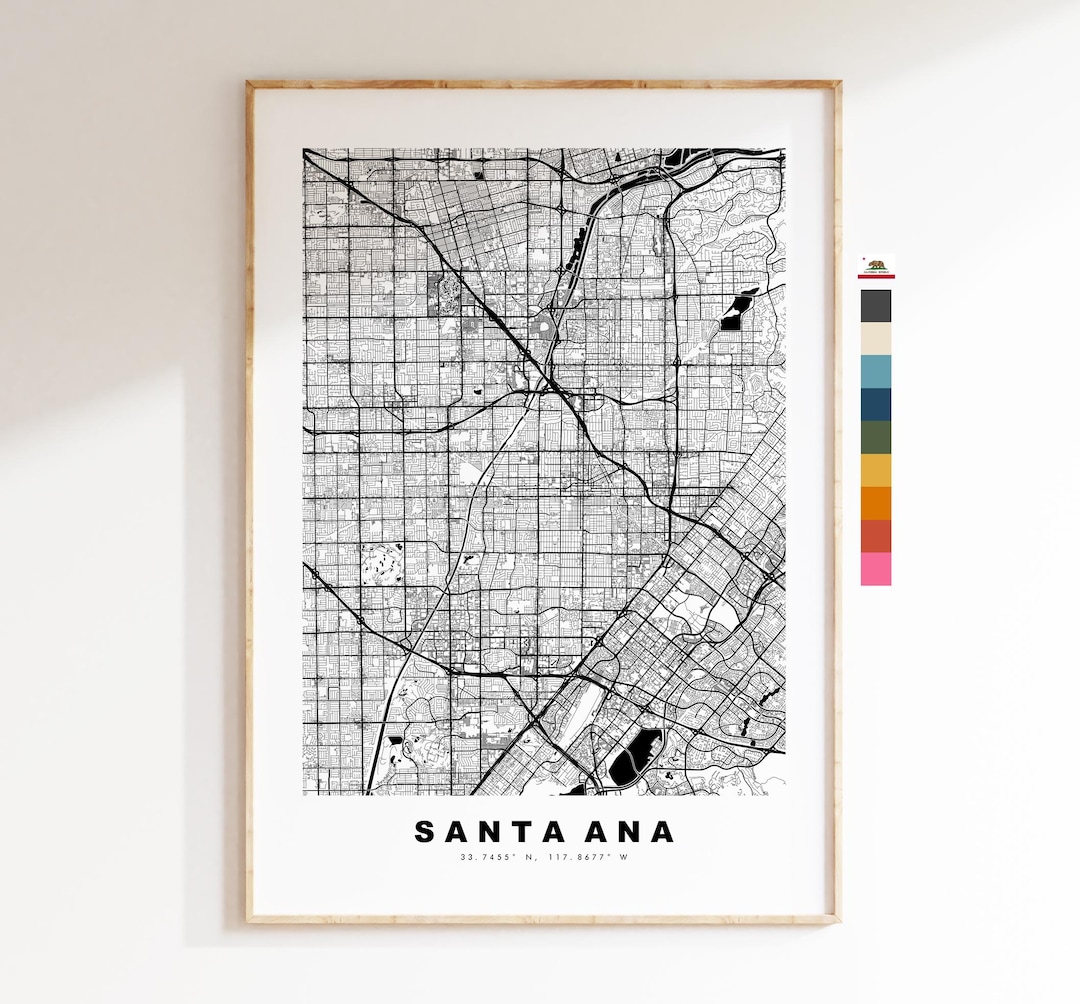Santa Ana Map Print - City Map Poster - Map Art - USA City Maps - Santa ...
