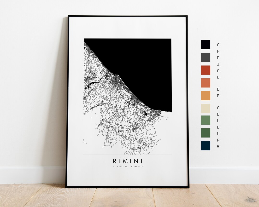 Rimini Map Print City Map Poster Map Art Map Wall Art Italy City Map ...