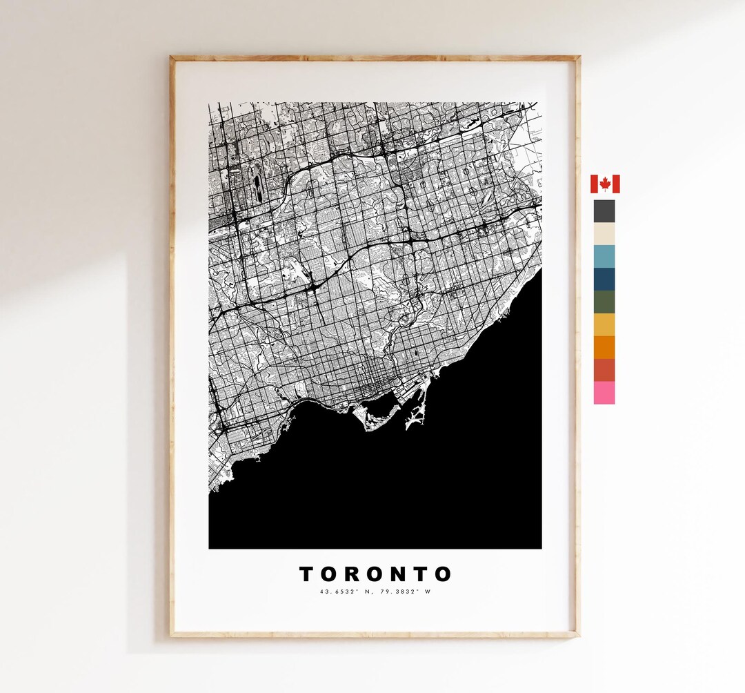 Toronto Map Print - City Map Poster - Map Art - Map Wall Art - Canada ...