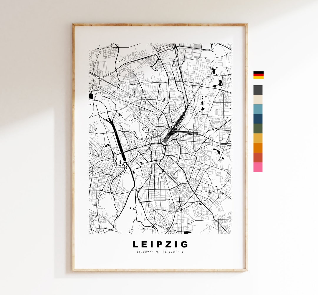 Leipzig Map Print - City Map Poster - Map Wall Art - Germany City Maps ...
