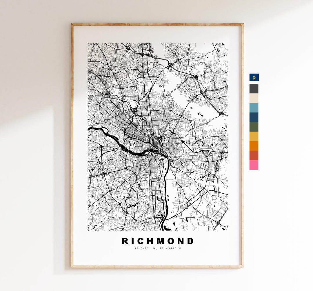Richmond Map Print (virginia) - City Map Poster - Map Art - USA City ...