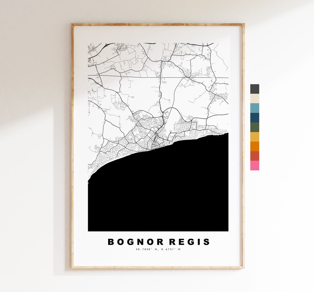 Bognor Regis Map Print - Minimalist City Map Poster - Map Wall Art - UK ...