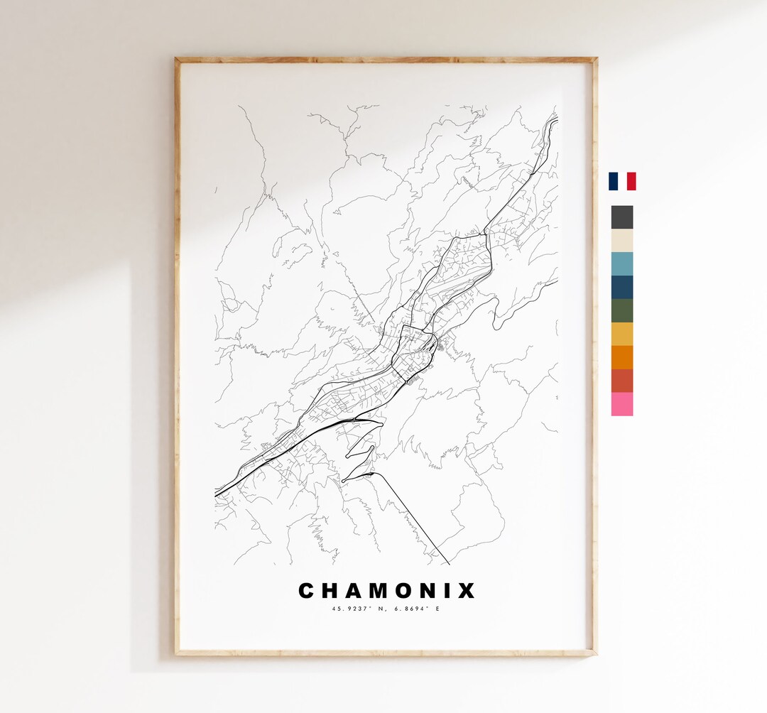 Chamonix Map Print - City Map Poster - Map Wall Art - France City Maps ...