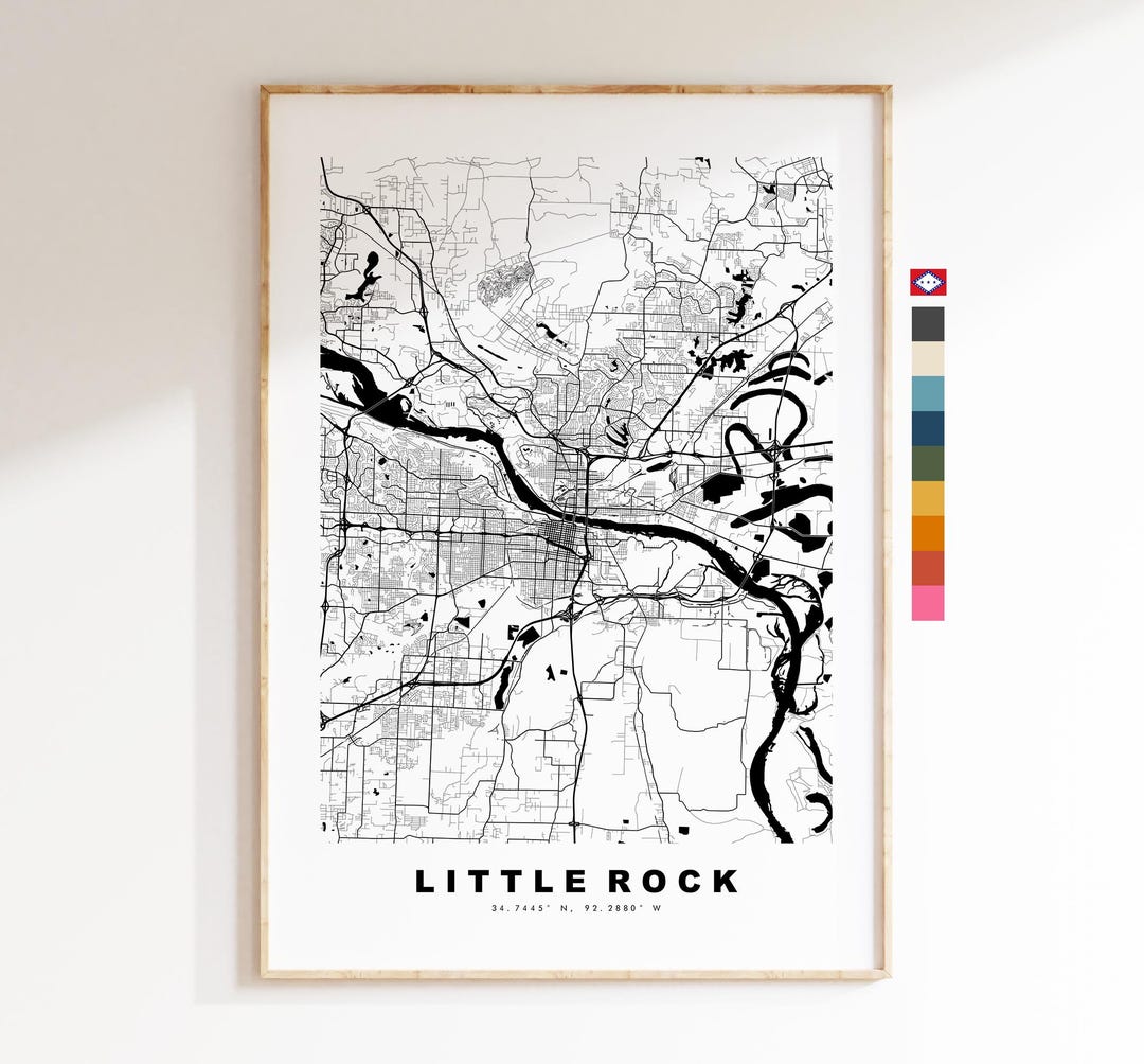 Little Rock Map Print - City Map Poster - Map Art - USA City Maps ...