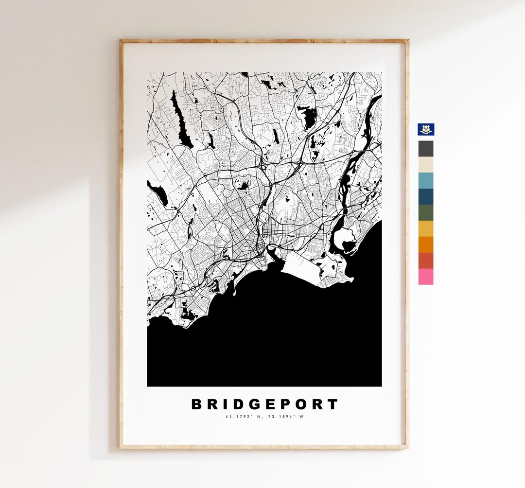Bridgeport Map Print - City Map Poster - Map Art - USA City Maps ...