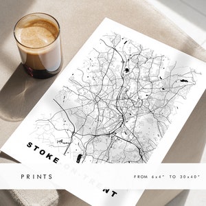 Stoke Map Print - Minimalist City Map Poster - Map Art - UK - Stoke on ...