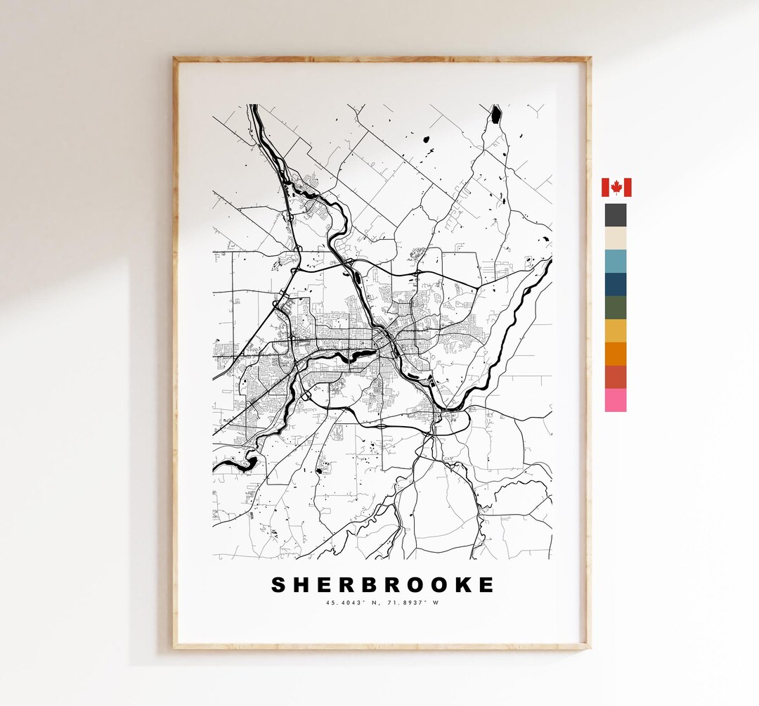 Sherbrooke Map Print - City Map Poster - Map Art - Map Wall Art ...