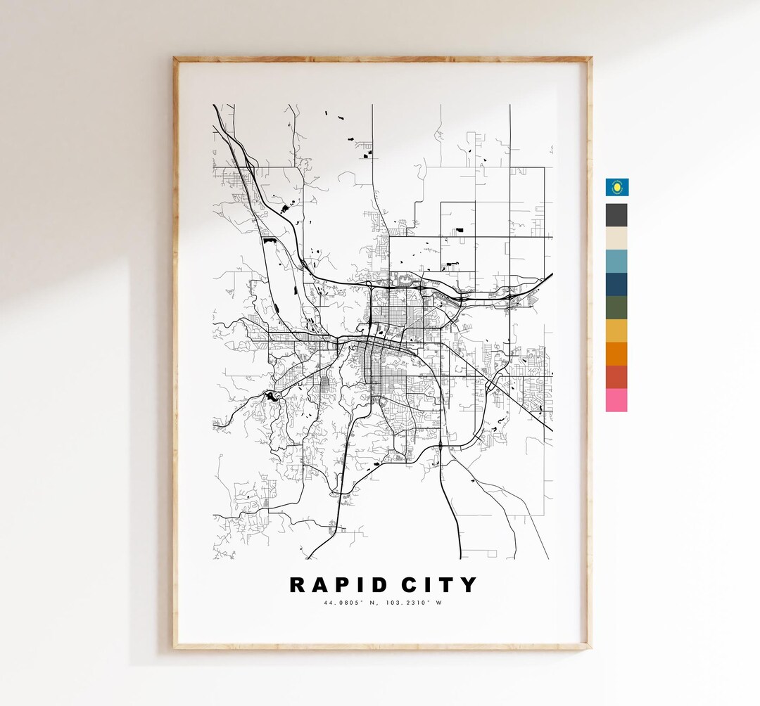 Rapid City Map Print - City Map Poster - Map Art - USA City Maps ...