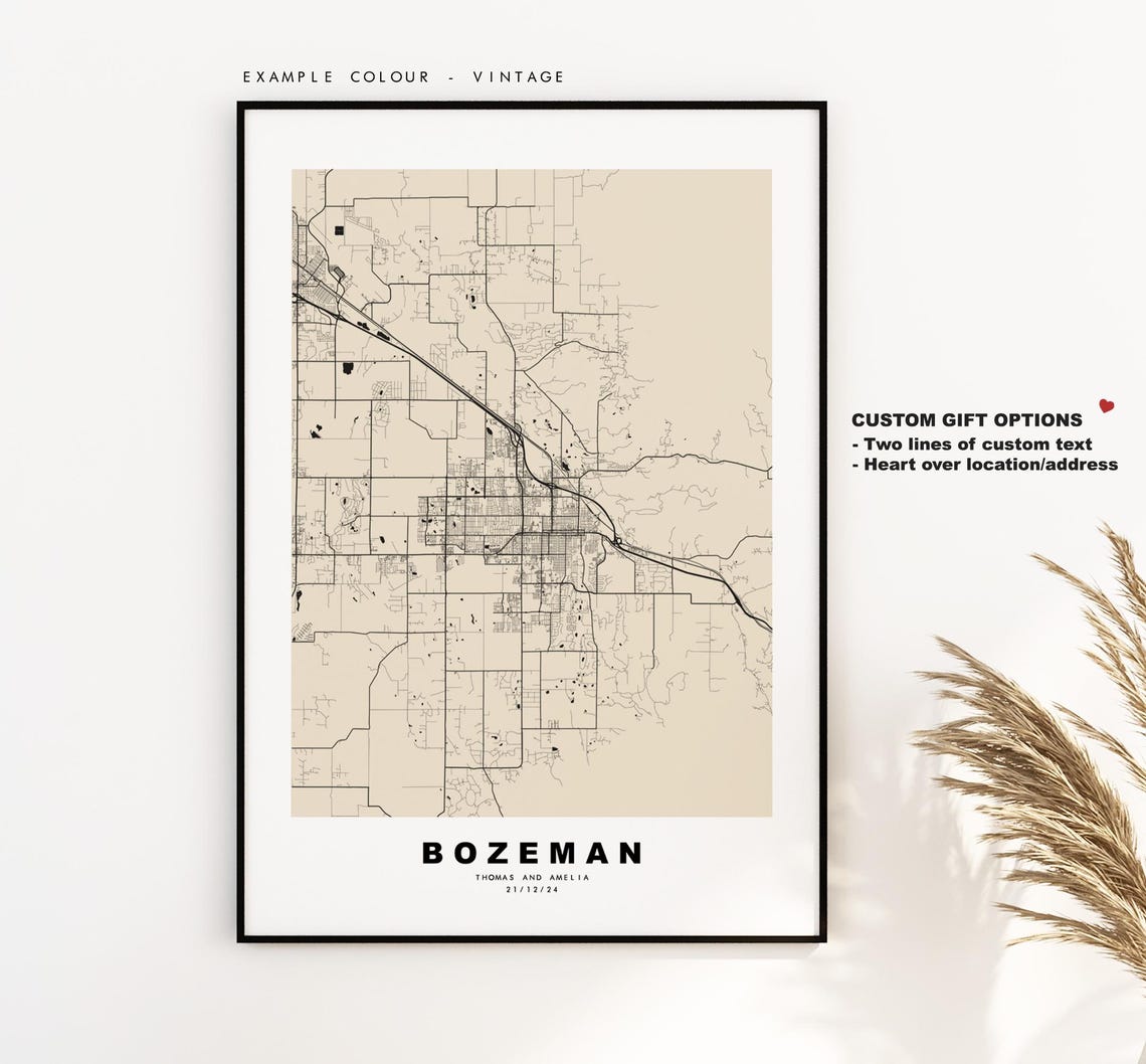 Bozeman Map Print - City Map Poster - Map Art - USA City Maps - Bozeman ...