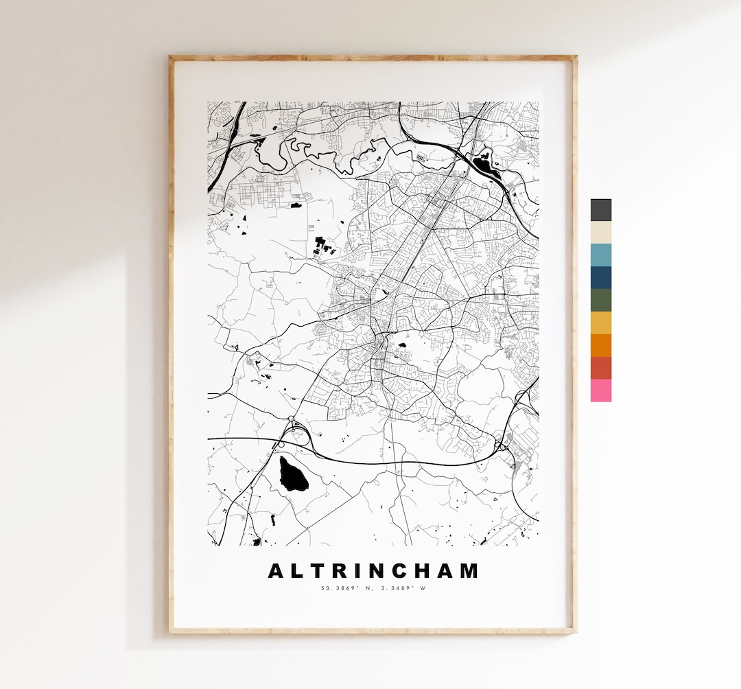 Altrincham Map Print - Minimalist City Map Poster - Map Art - UK ...