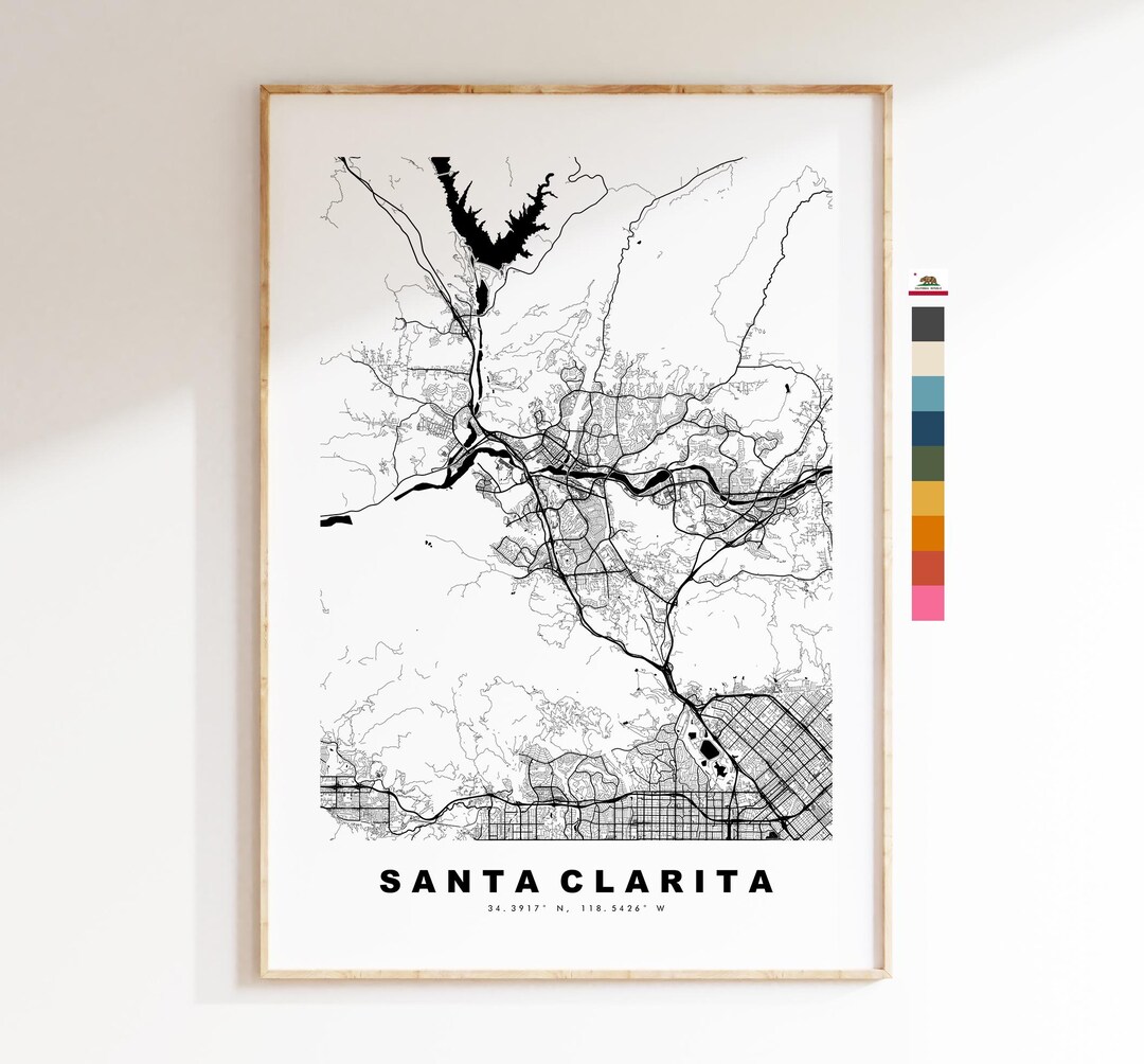 Santa Clarita Map Print - City Map Poster - Map Art - USA City Maps ...