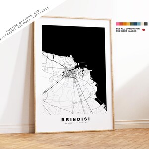 Brindisi Map Print - City Map Poster - Map Art - Map Wall Art - Italy ...