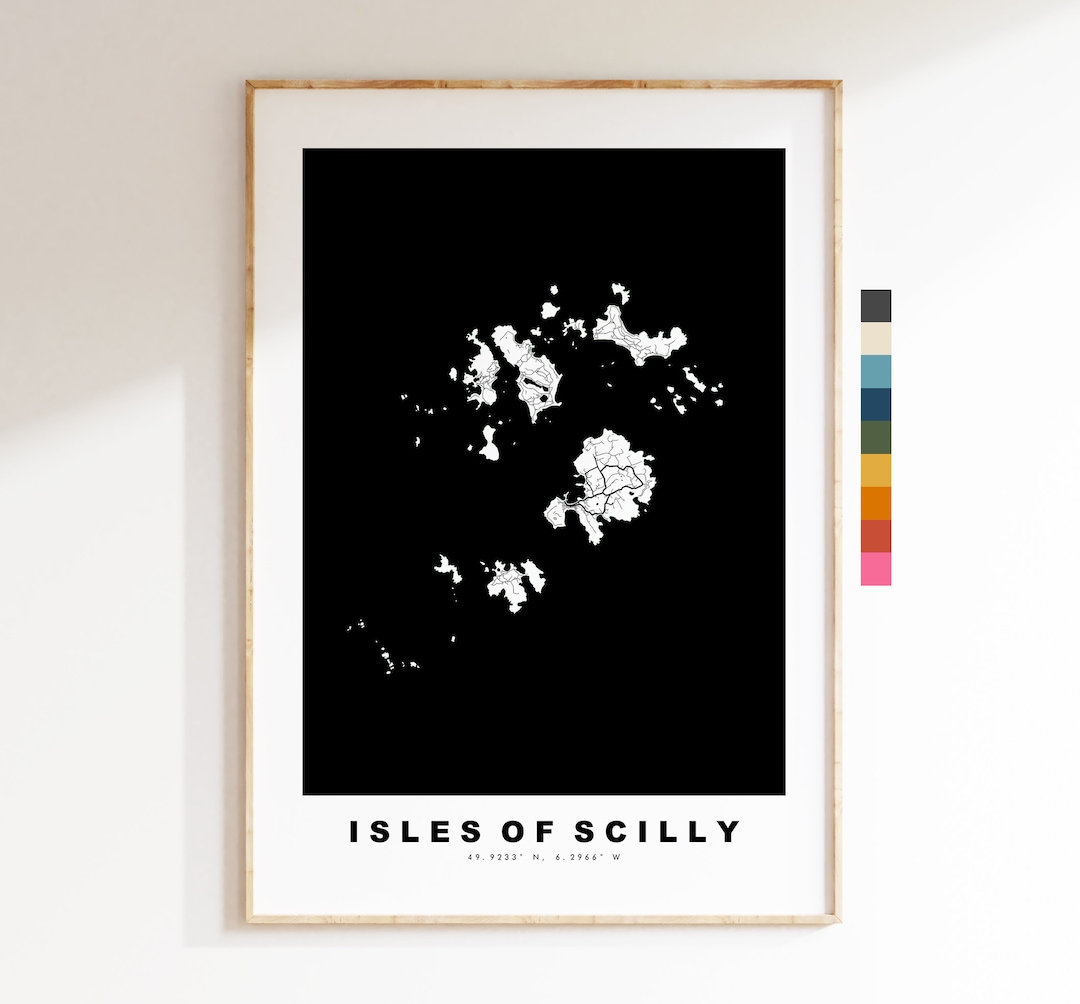 Isles of Scilly Map Print - Minimalist City Map Poster - Map Art - UK ...
