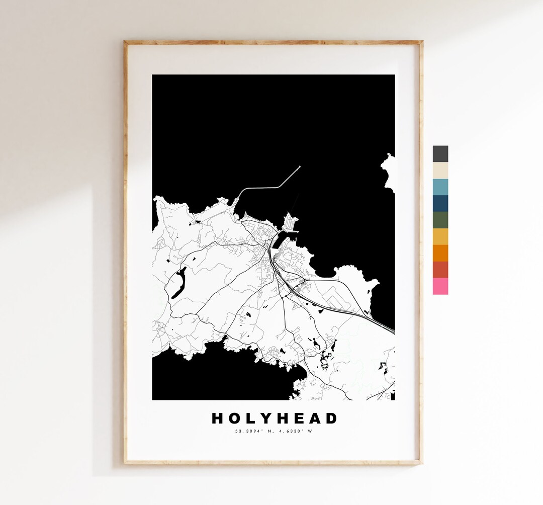 Holyhead Map Print - Minimalist City Map Poster - Map Art - Wales ...