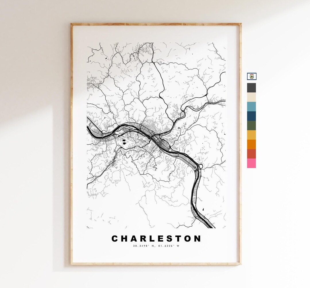 Charleston Map Print (WV) - City Map Poster - Map Art - USA City Maps ...