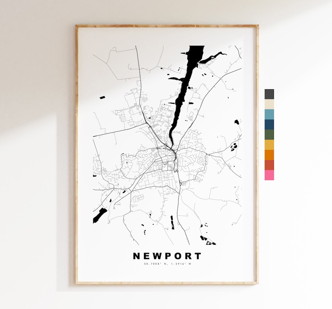 Newport Isle of Wight Map Print - Minimalistische Stadt Karte Poster ...