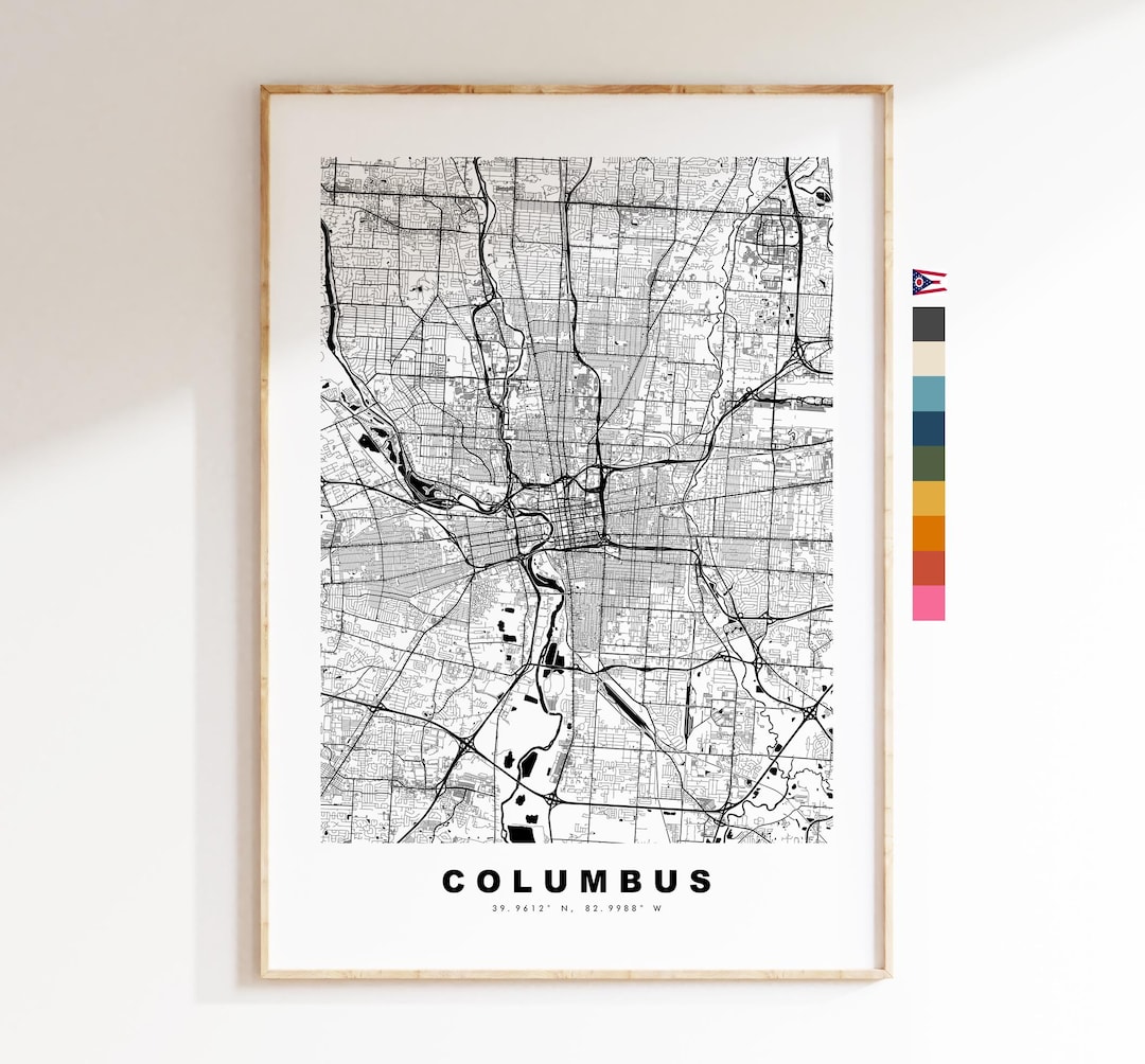 Columbus Map Print - City Map Poster - Map Art - USA City Maps ...