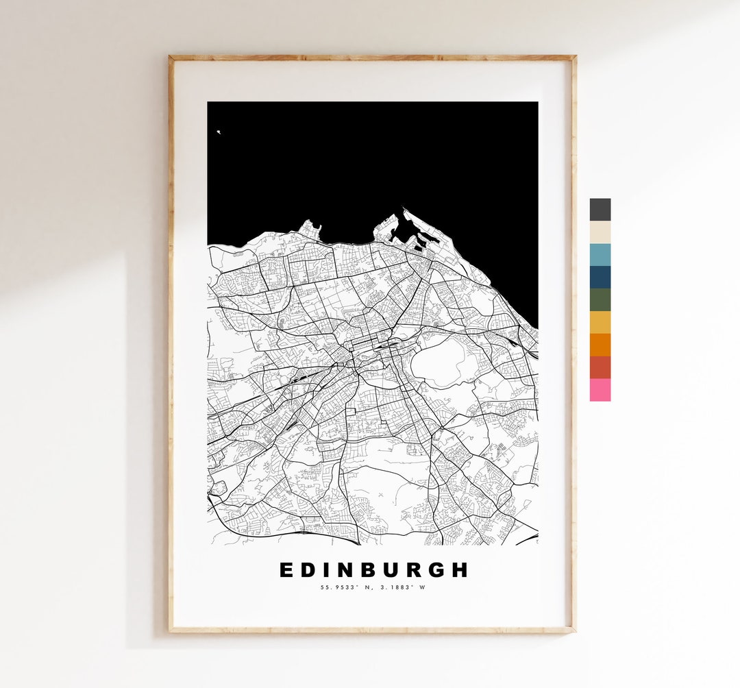 Edinburgh Map Print - Minimalist City Map Poster - Map Art - Scotland ...